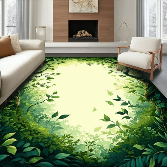 Flatwoven High Traffic Area Rug, Abstract Jungle Vines with Curving ...