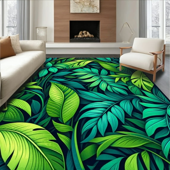 Flatwoven High Traffic Area Rug, Abstract Jungle Vines Modern Botanical ...