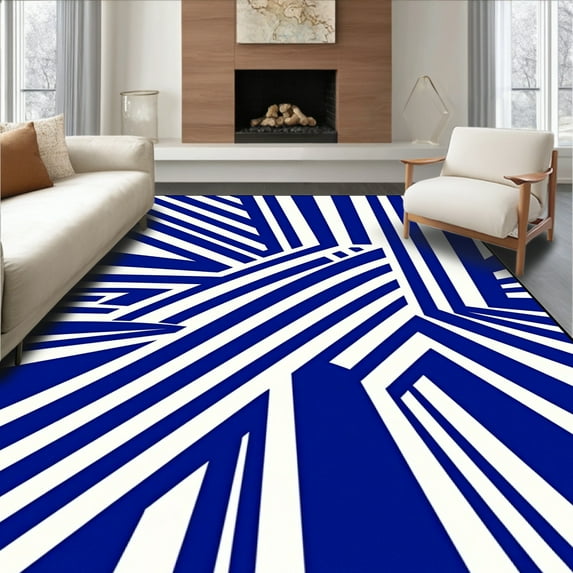 Flatwoven High Traffic Area Rug, Abstract Linear Throw, Non Slip, Stain ...