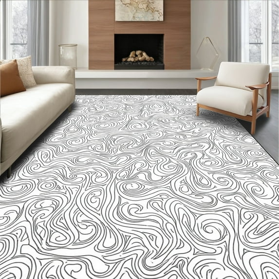 Flatwoven High Traffic Area Rug, Abstract Marble Swirling Fluid Art ...