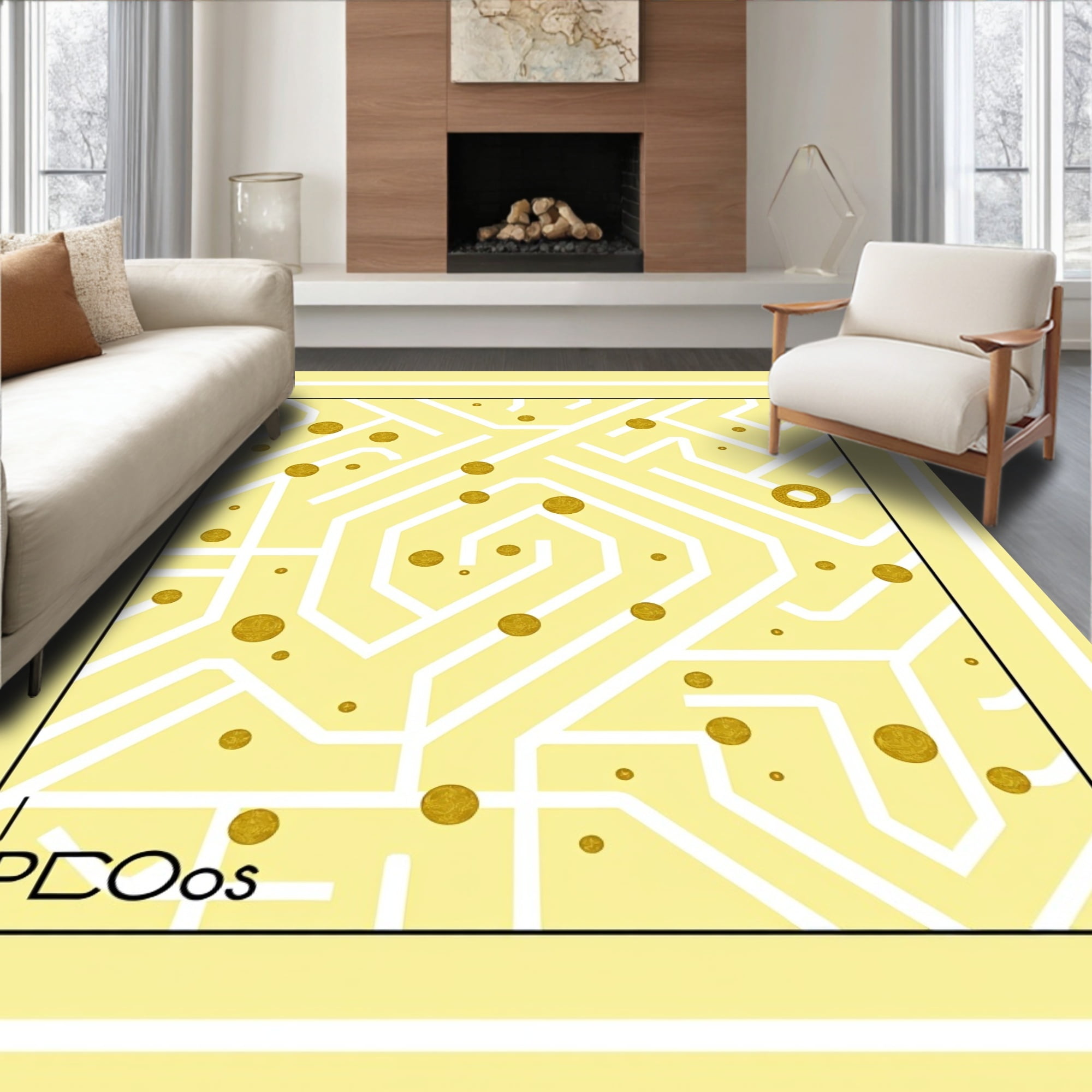 Flatwoven High Traffic Area Rug, Abstract Maze with Interlocking ...