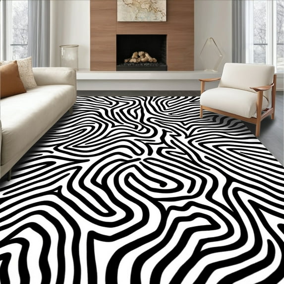 Flatwoven High Traffic Area Rug, Abstract Savannah Striped Maze with ...