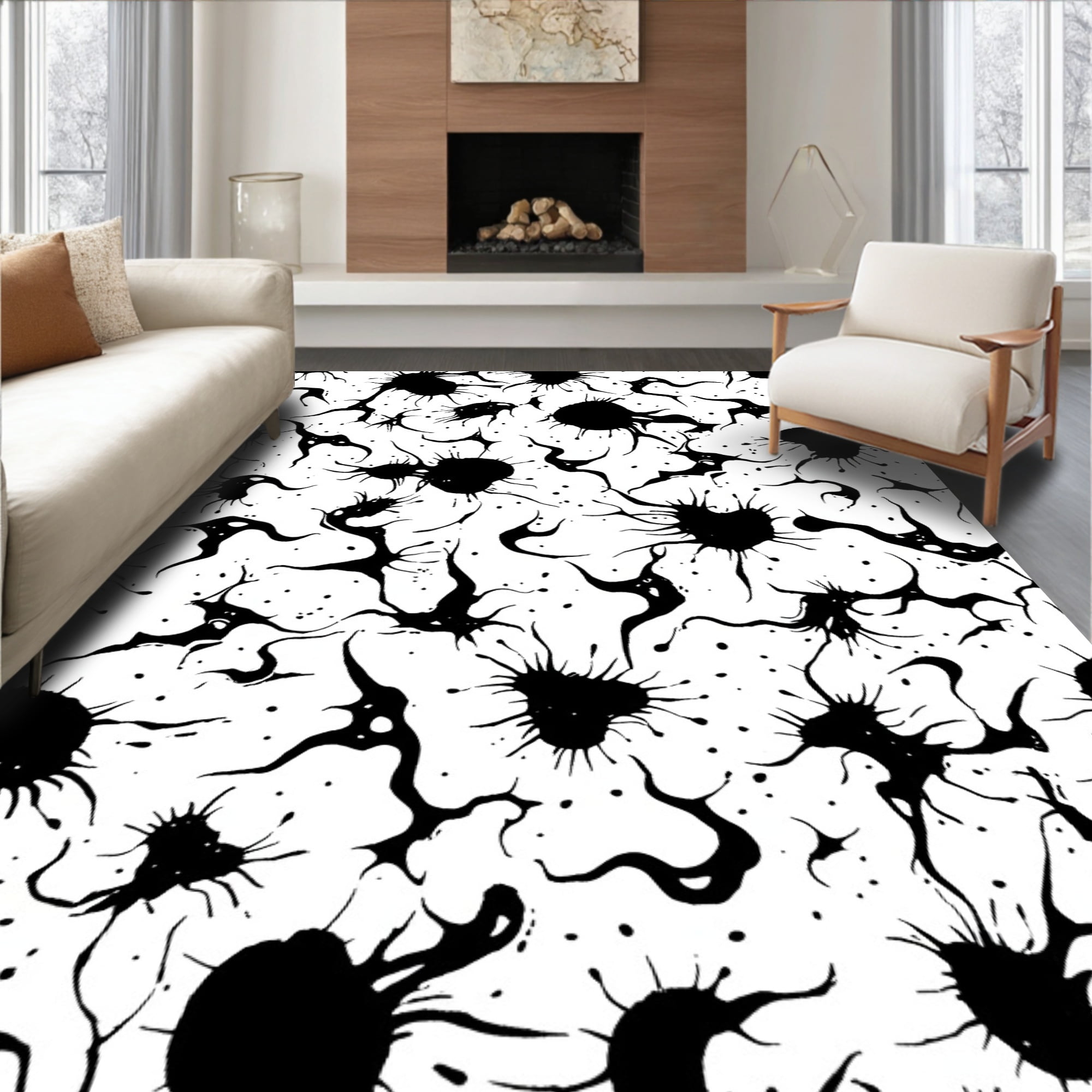 Flatwoven High Traffic Area Rug, Abstract Spotted Print Modern ...