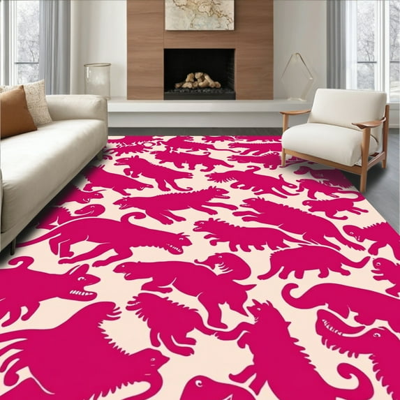 Flatwoven High Traffic Area Rug, Abstract Tiger Silhouette Featuring ...