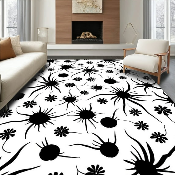 Flatwoven High Traffic Area Rug, Abstract Wild Spot Canvas with Fluid ...