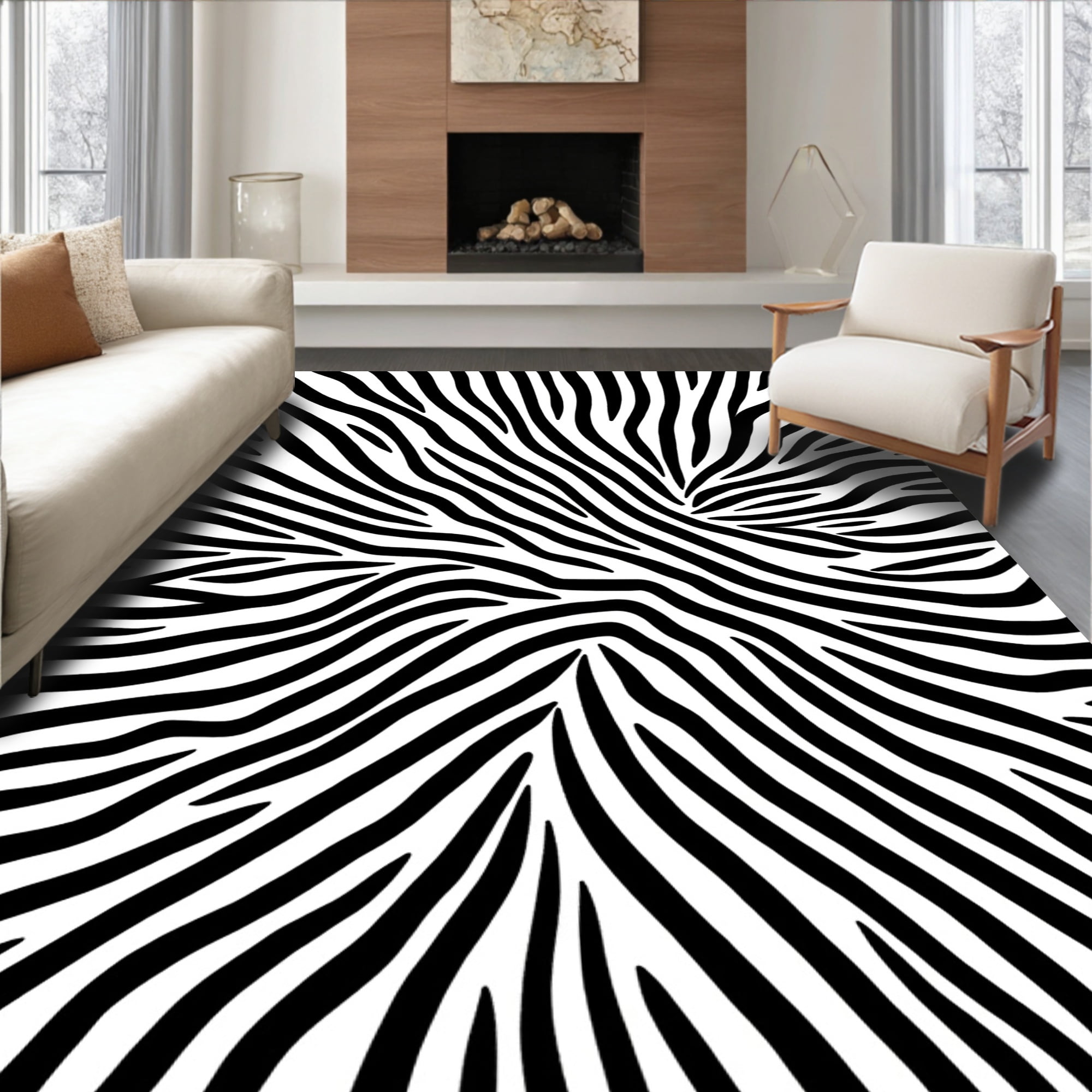 ODIKA 8' Machine Washable Non-Slip Area Rug, Animal Print Faux Skin ...