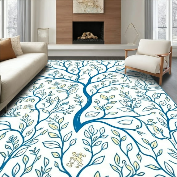 Flatwoven High Traffic Area Rug, Arboreal Cats Stylized Tree & Feline ...