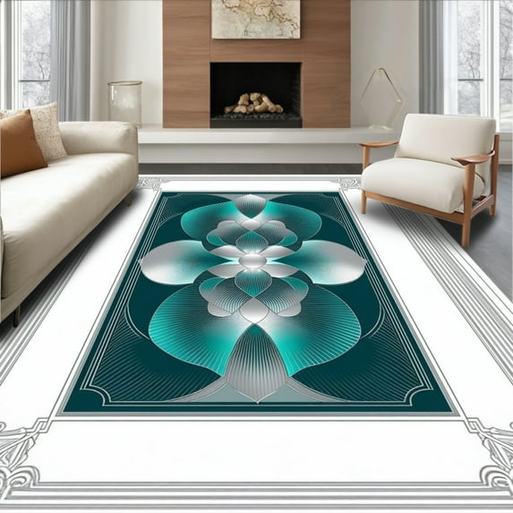 Flatwoven High Traffic Area Rug, Art Deco Fanfare Entryway Floor ...