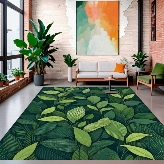 Flatwoven High Traffic Area Rug, Artful Distressed Botanical Design ...