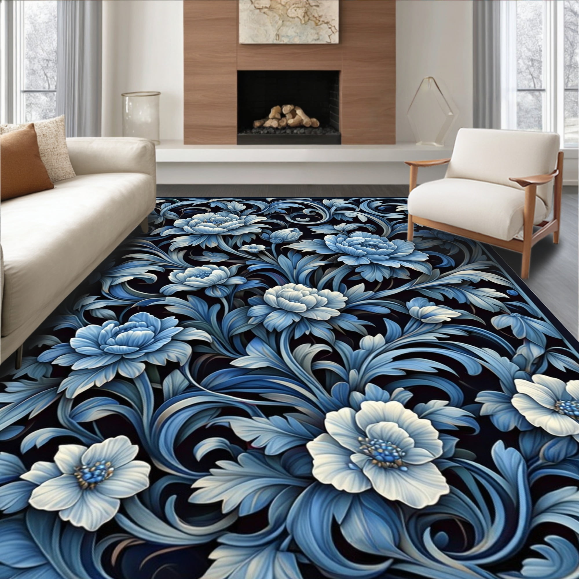 Flatwoven High Traffic Area Rug, Artful Garden Tapestry Featuring ...