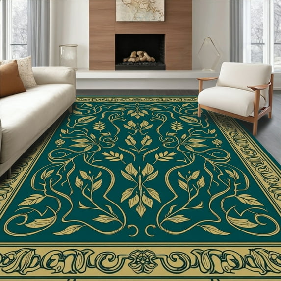 Flatwoven High Traffic Area Rug, Artisan Jungle Foliage With ...