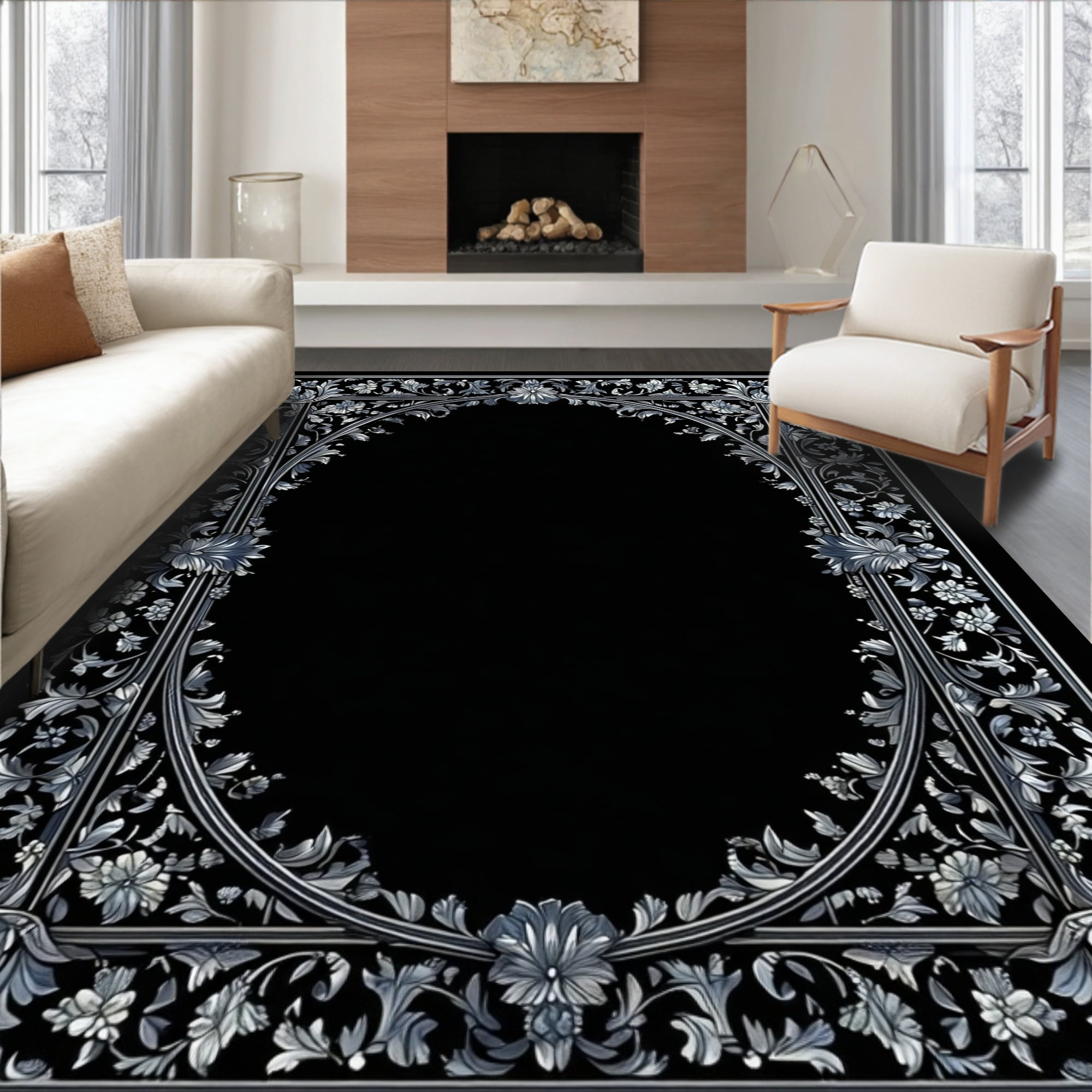 Flatwoven High Traffic Area Rug, Artisan Oval With Embossed Scroll ...