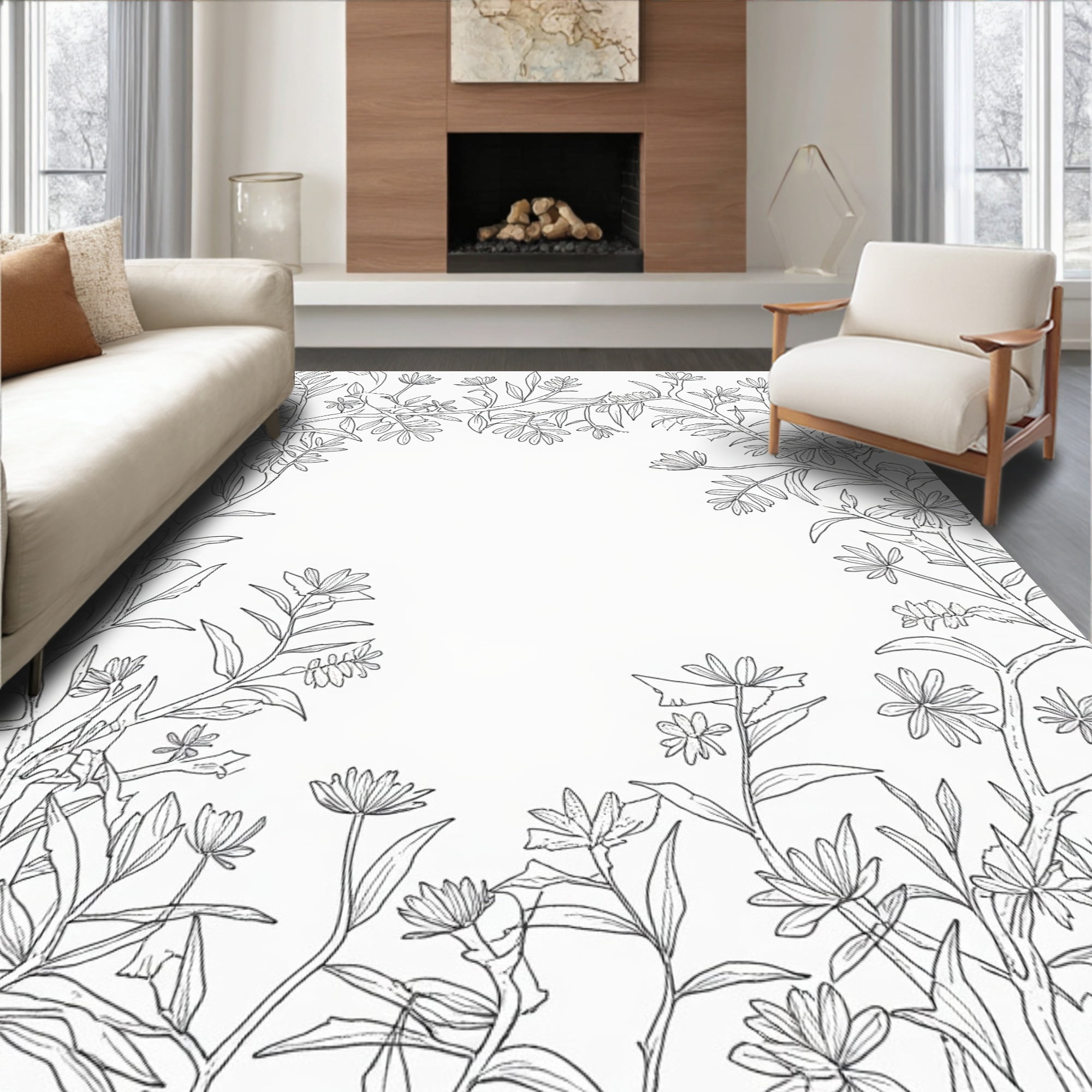Flatwoven High Traffic Area Rug, Artistic Bird and Flower Motif for ...