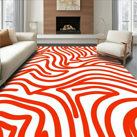 Flatwoven High Traffic Area Rug, Artistic Flowing Waves with Vibrant ...
