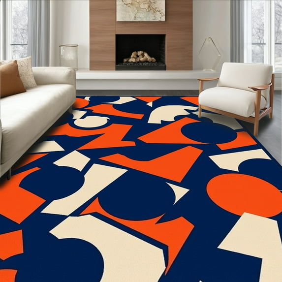 Flatwoven High Traffic Area Rug, Artistic Geometric with Bold Color ...