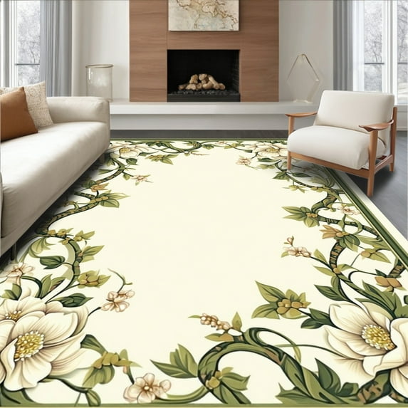 Flatwoven High Traffic Area Rug, Artistic Interlaced Floral Design ...