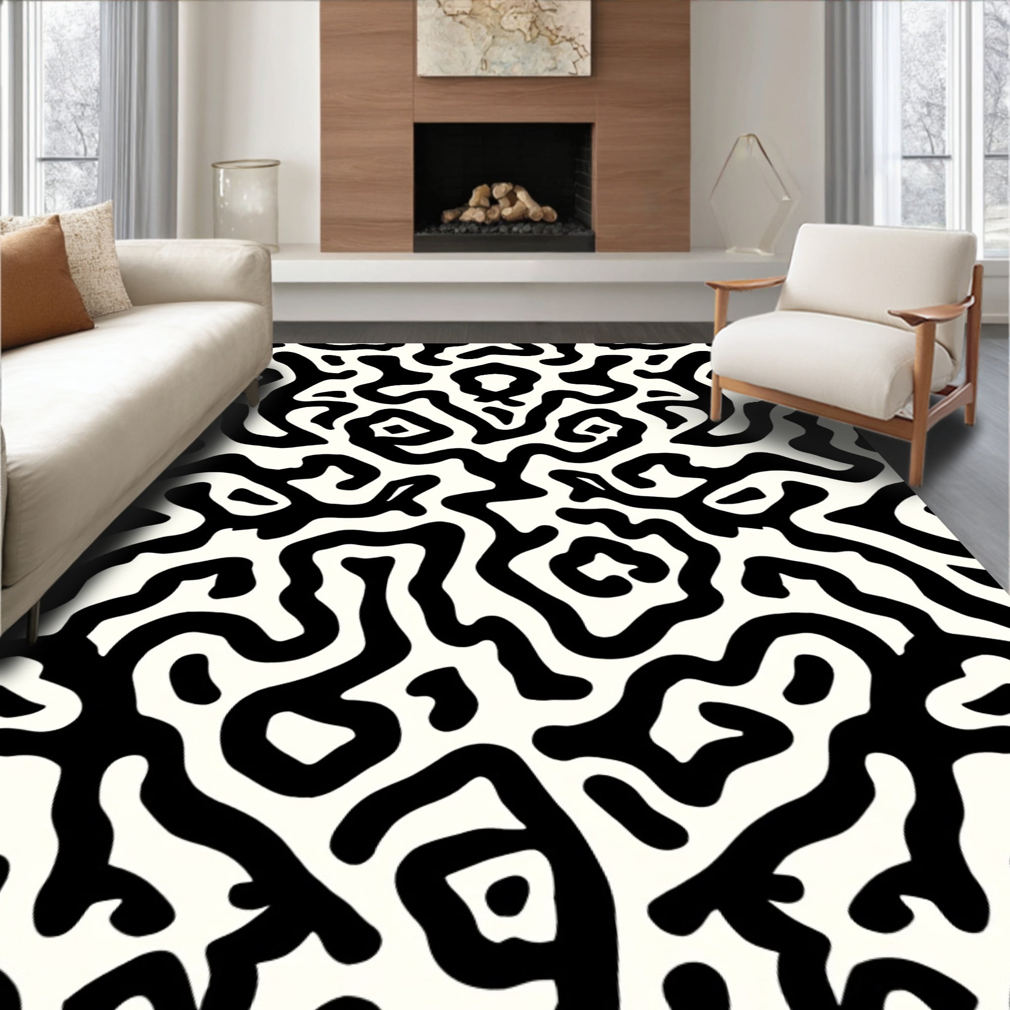 Flatwoven High Traffic Area Rug, Artistic Interlocking Spotted Motif ...