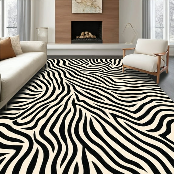 Flatwoven High Traffic Area Rug, Artistic Zebra Design Unique, Non Slip ...