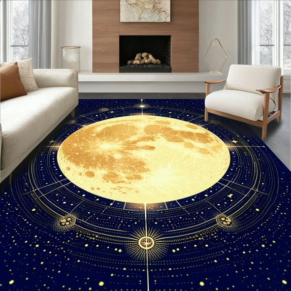 ODIKA 8'x10' Machine Washable Non-Slip Area Rug, Astrology Sun and Moon ...