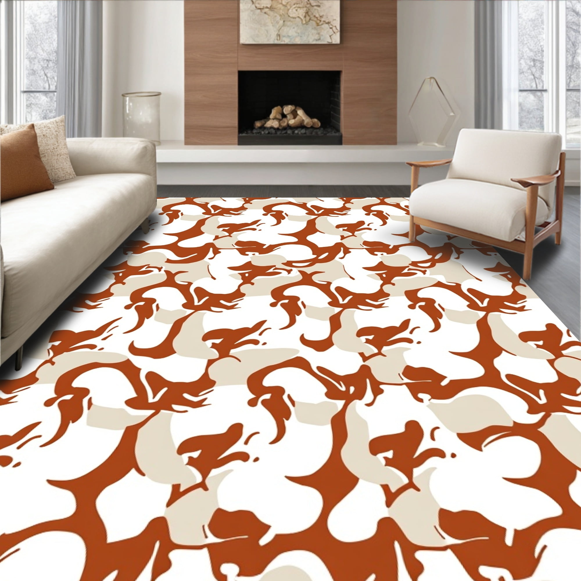 Flatwoven High Traffic Area Rug, Asymmetrical Interlocking Spotted ...