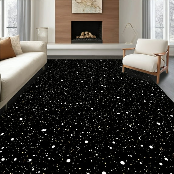 Flatwoven High Traffic Area Rug, Black Spot Patterned, Non Slip, Stain ...