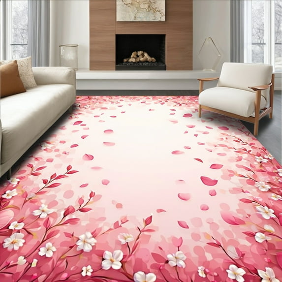 Flatwoven High Traffic Area Rug, Blossom Cascade Small Flower Petal ...