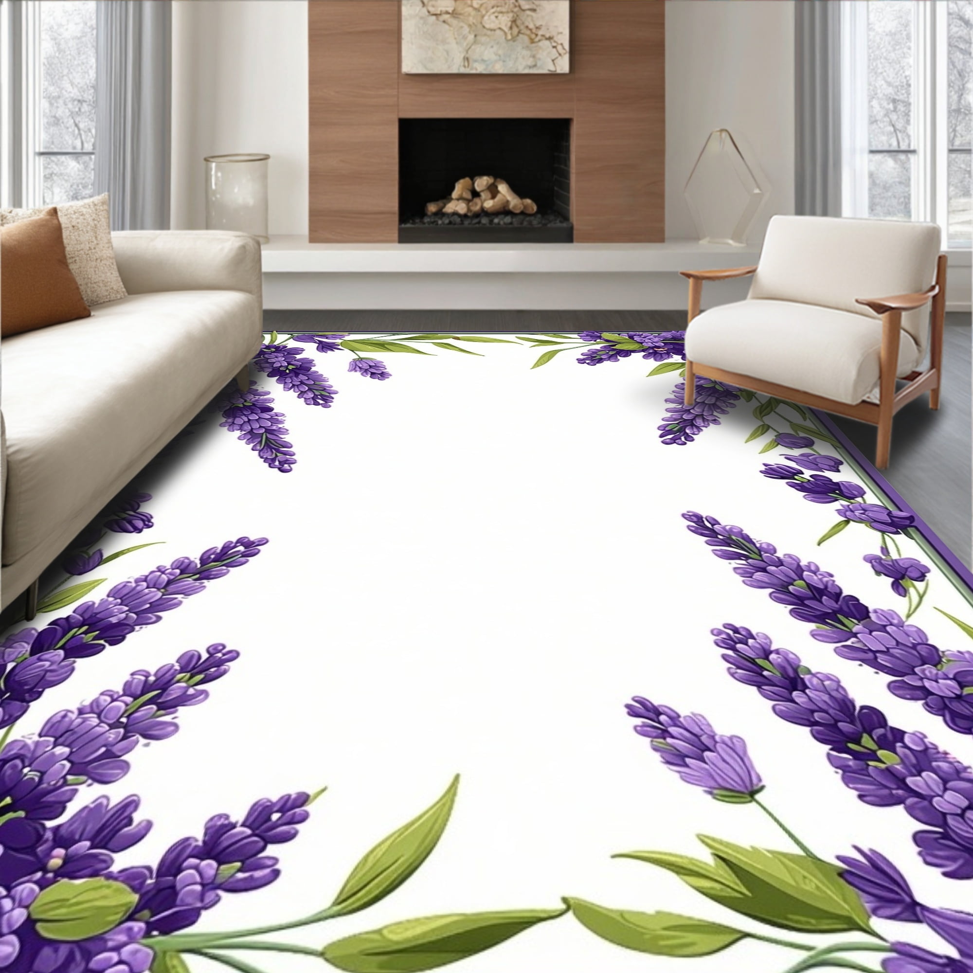 Flatwoven High Traffic Area Rug, Blossom Welcome Aesthetic Leaf Doormat ...