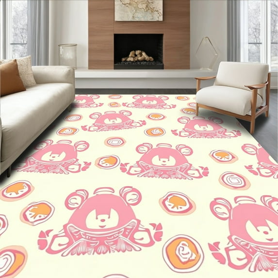 ODIKA 2'x3' Machine Washable Non-Slip Area Rug, Boho Bear Head High ...