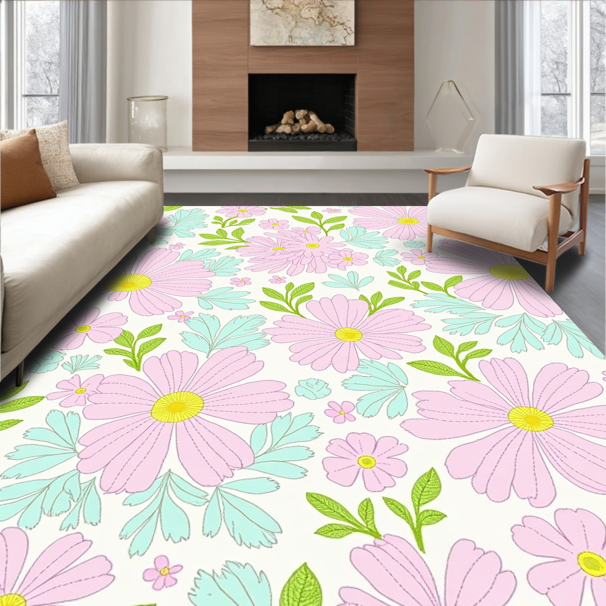 Flatwoven High Traffic Area Rug, Boho Garden Parade with Butterflies ...