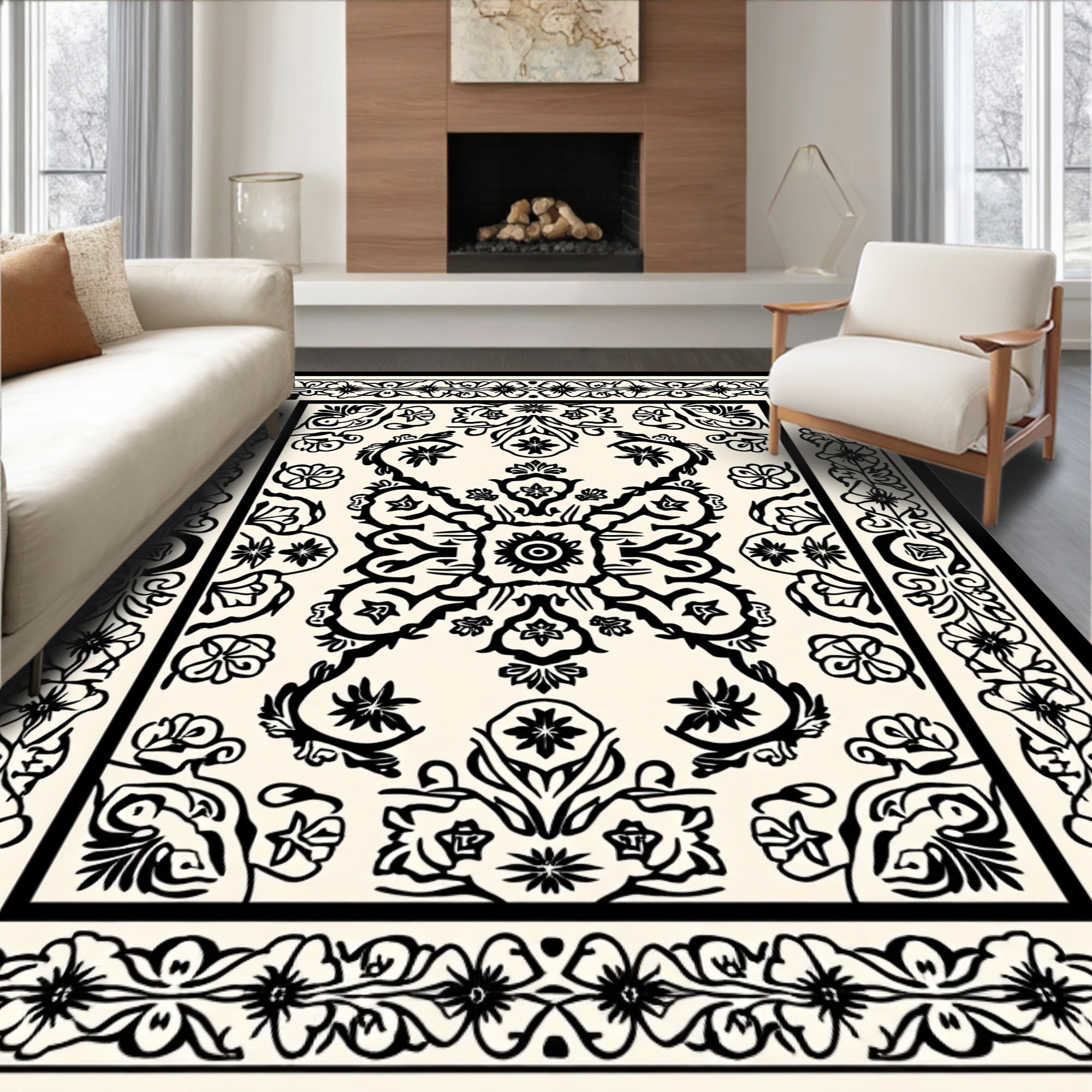 Flatwoven High Traffic Area Rug, Boho Medallion Textured Weave, Non ...