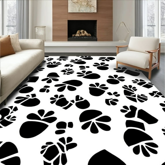 Flatwoven High Traffic Area Rug, Bold Contrast Abstract Design with ...