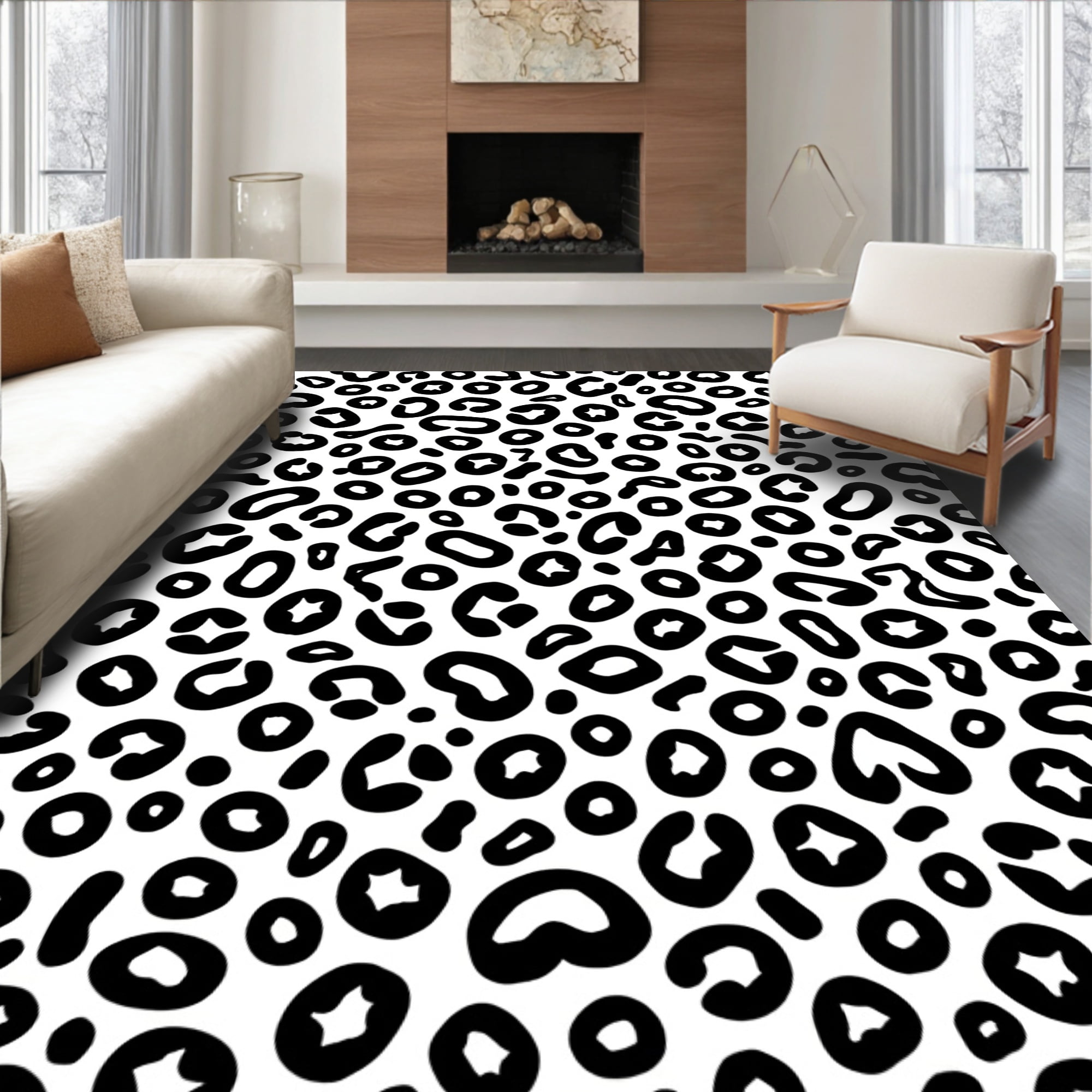 ODIKA 4'x6' Machine Washable Non-Slip Area Rug, Bold Contrast Featuring ...