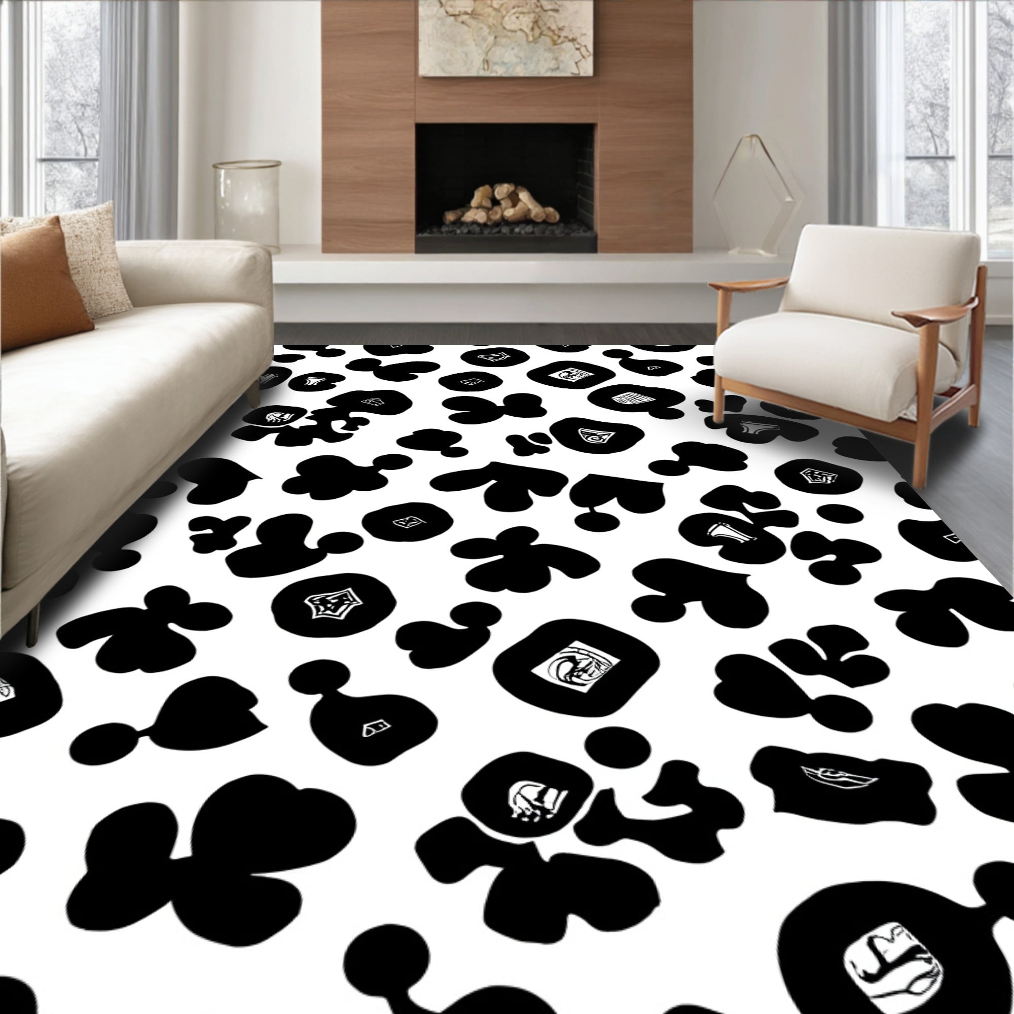 Flatwoven High Traffic Area Rug, Bold Irregular Spot Evoking Classic ...