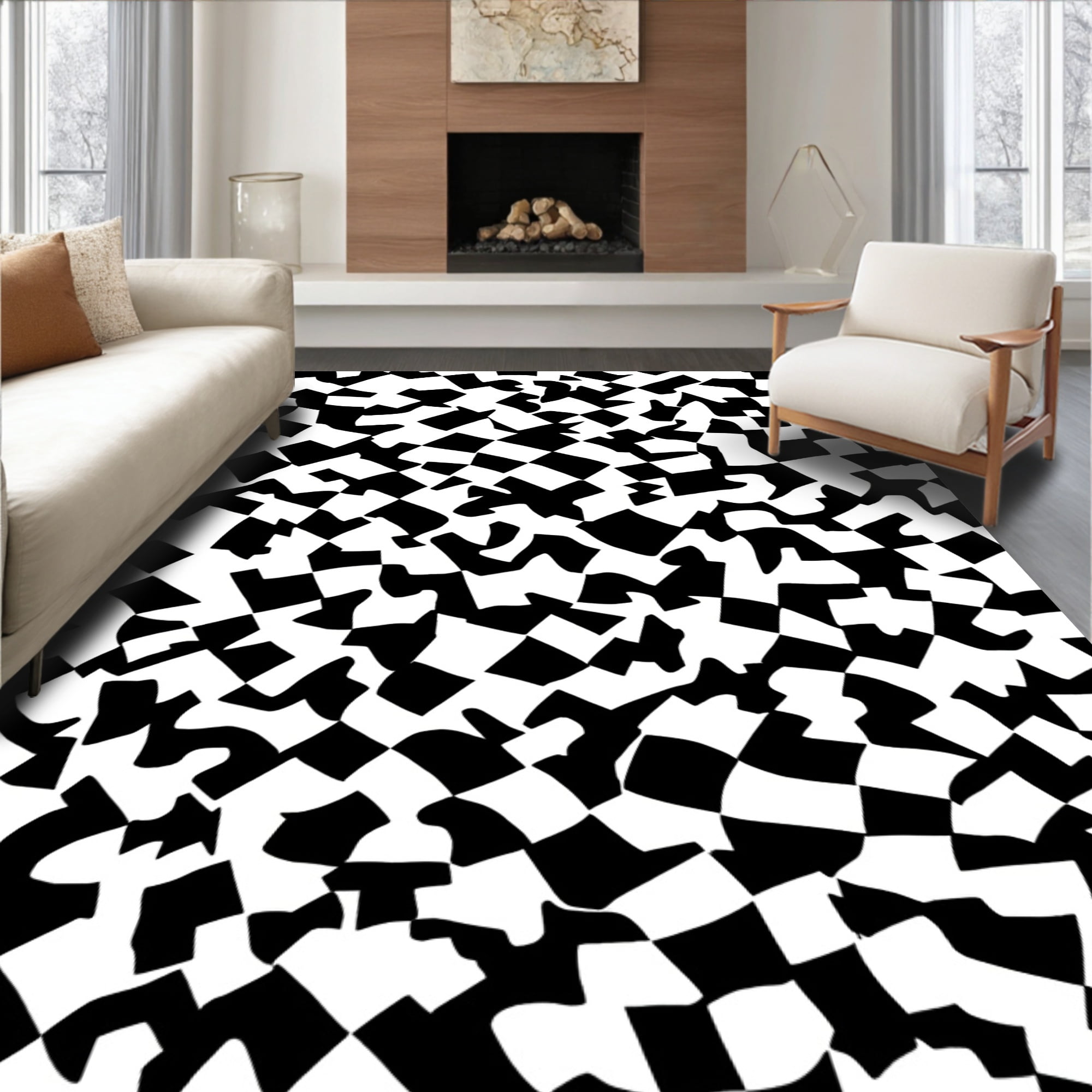 Flatwoven High Traffic Area Rug, Bold Irregular Spotted Design with ...