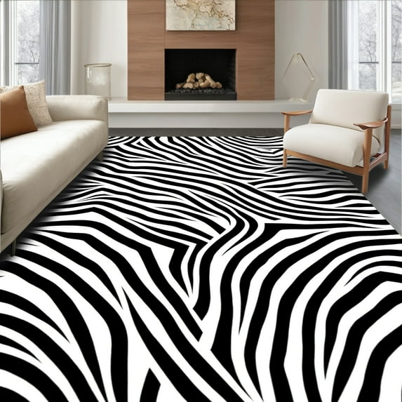 Flatwoven High Traffic Area Rug, Bold Safari Stripe Accent, Non Slip ...