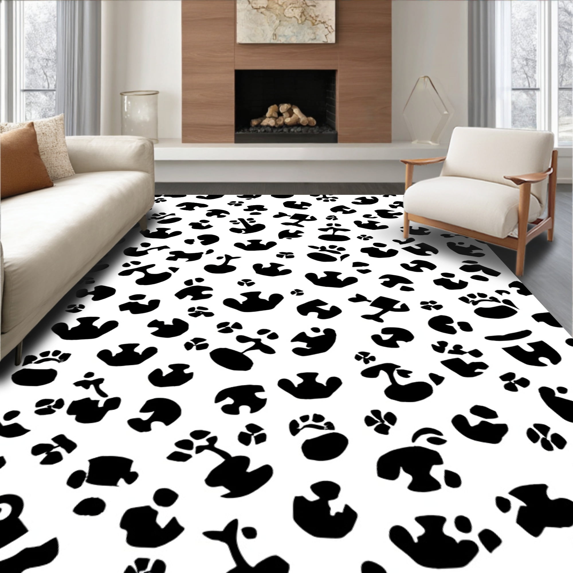 Flatwoven High Traffic Area Rug, Bold Spotted with Abstract Animal ...