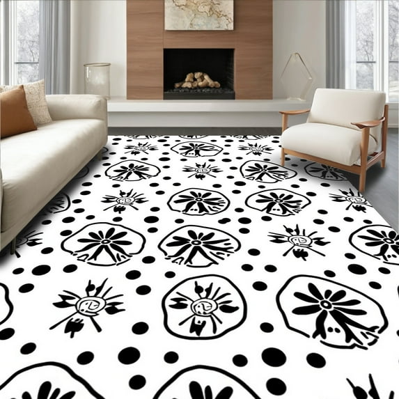 Flatwoven High Traffic Area Rug, Bold Spotted Impressionist with ...