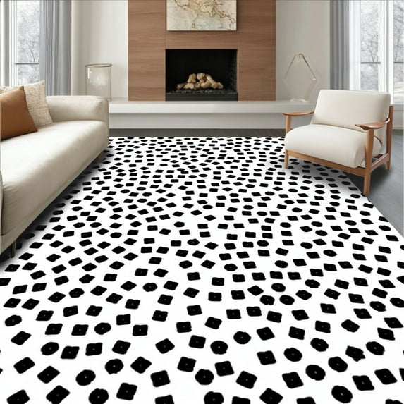 Flatwoven High Traffic Area Rug, Bold Spotted Round, Non Slip, Stain ...