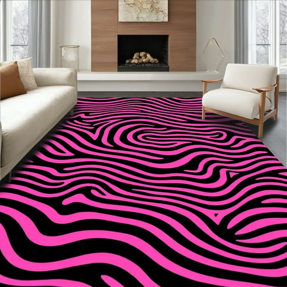 Flatwoven High Traffic Area Rug, Bold Zebra Stripe Fusion with Abstract ...