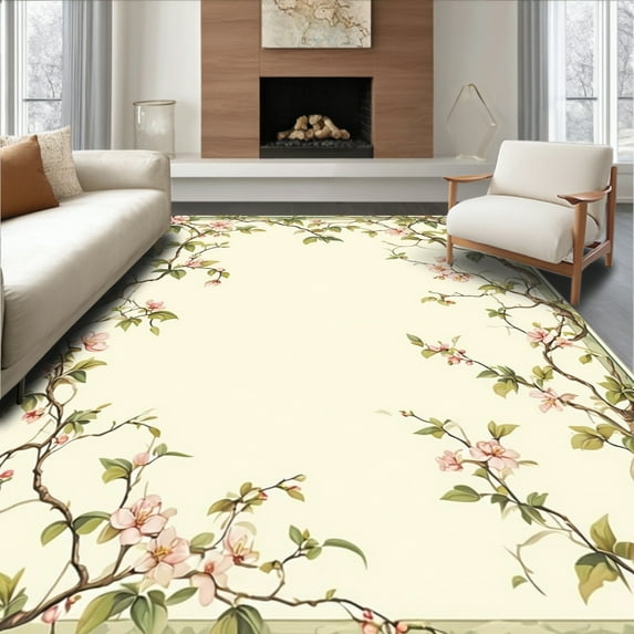 ODIKA 6'x9' Machine Washable Non-Slip Area Rug, Botanical Arbor Vine ...