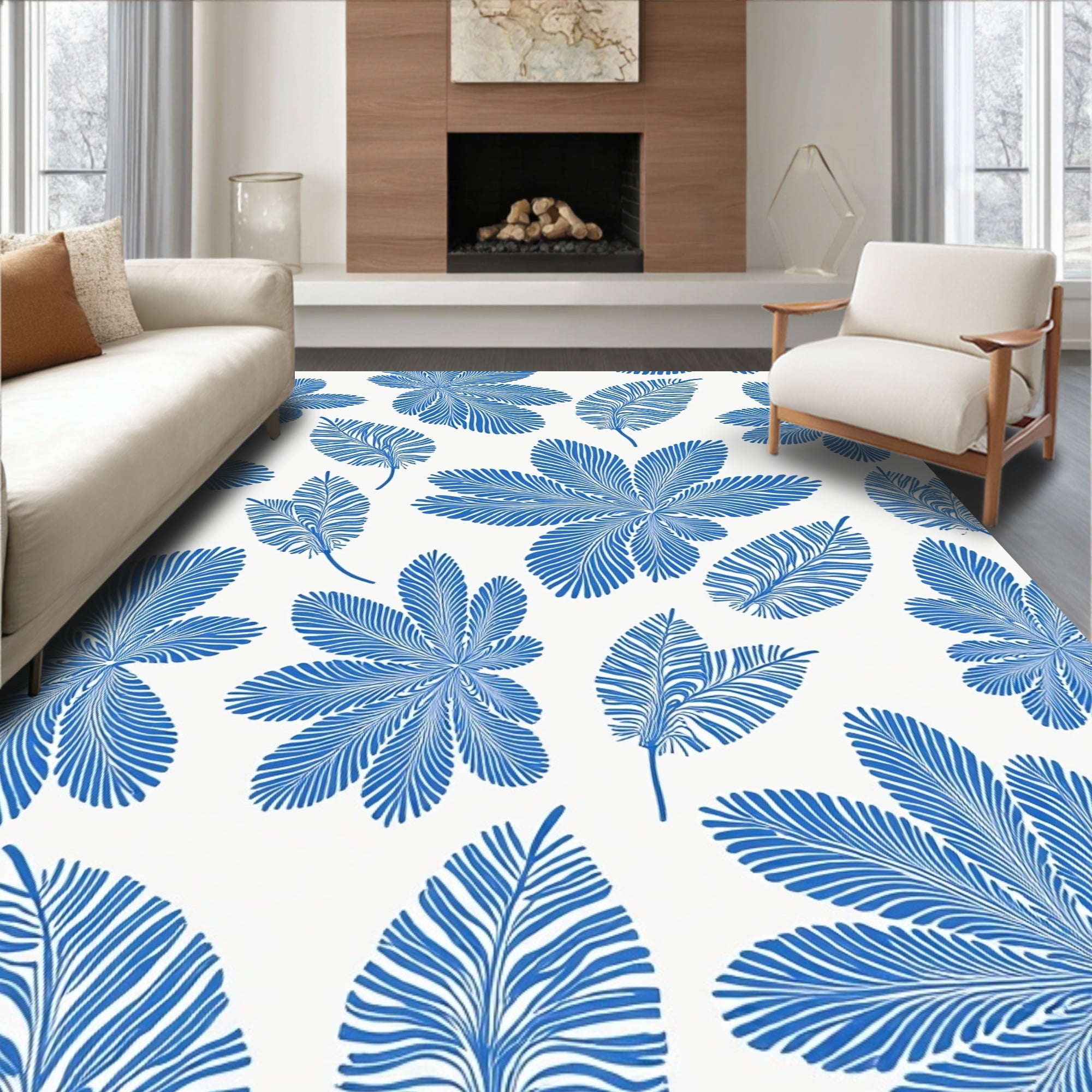 Flatwoven High Traffic Area Rug, Botanical Bliss with Lush Leaves and ...