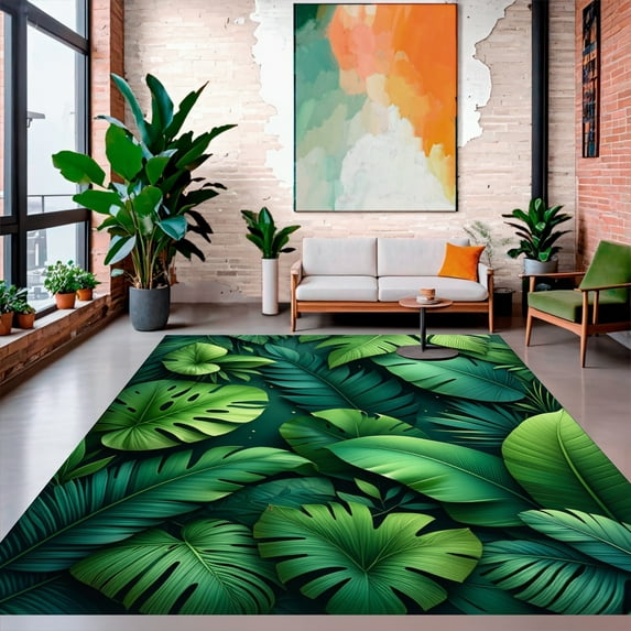 Flatwoven High Traffic Area Rug, Botanical Canopy Leaf Runner Accent ...
