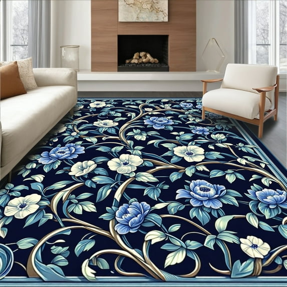 Flatwoven High Traffic Area Rug, Botanical Garden Elegance Trellis, Non ...