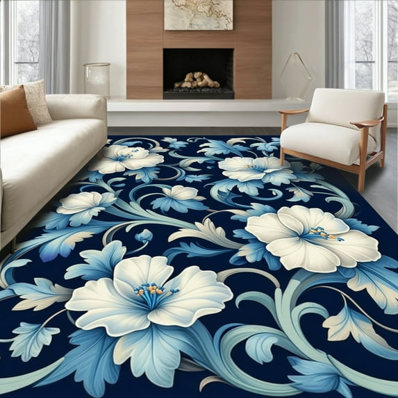 Flatwoven High Traffic Area Rug, Botanical Garden With Elegant Vine and ...