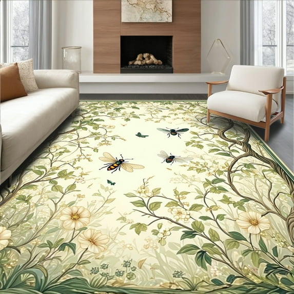 Flatwoven High Traffic Area Rug, Botanical Harmony with Intricate ...