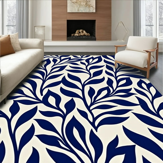 Flatwoven High Traffic Area Rug, Botanical Inspired Modern, Non Slip ...