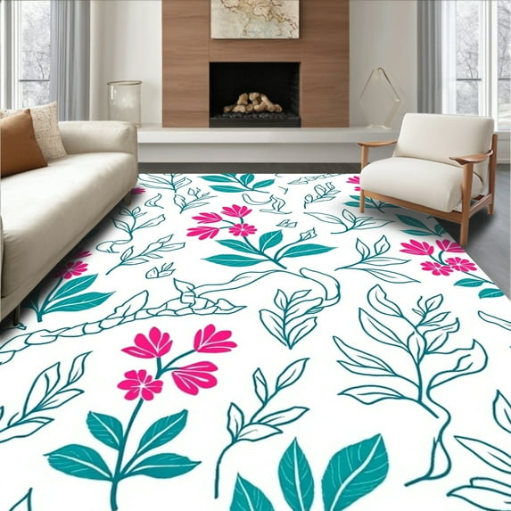 Flatwoven High Traffic Area Rug, Botanical Vine Tangle with Stylized ...