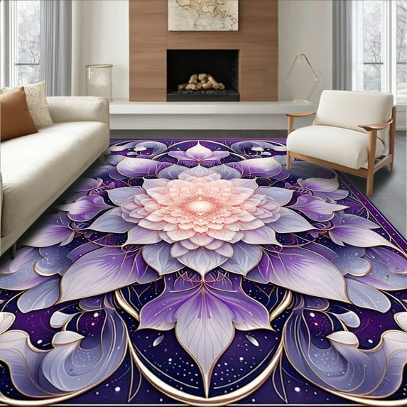 Flatwoven High Traffic Area Rug, Botanical Web with Radiant Petal ...