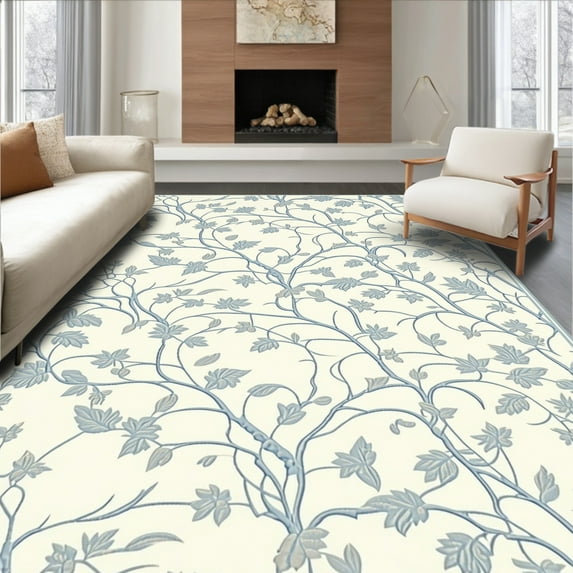 Flatwoven High Traffic Area Rug, Branchwork Harmony Botanical Vine with ...
