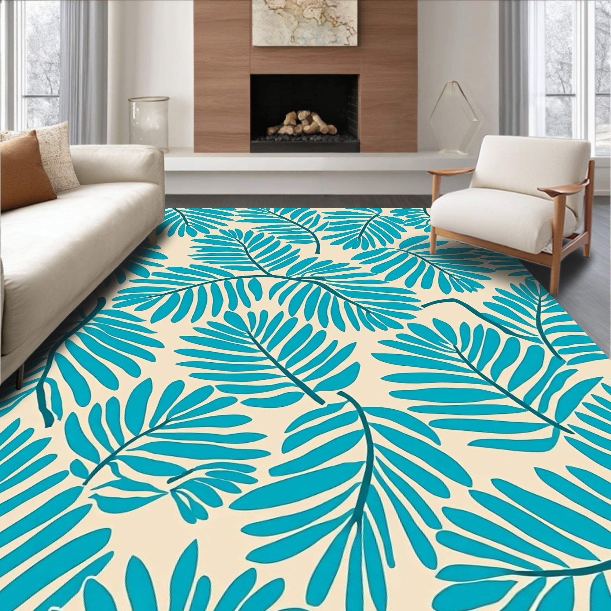 Flatwoven High Traffic Area Rug, Breezy Palms Seaside Breeze, Non Slip ...
